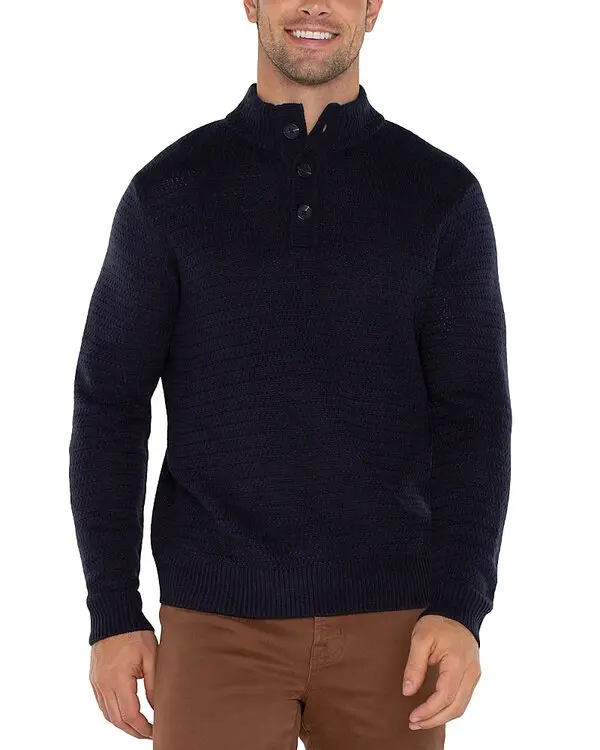 LIVERPOOL Mock Neck Pullover Sweater - Navy