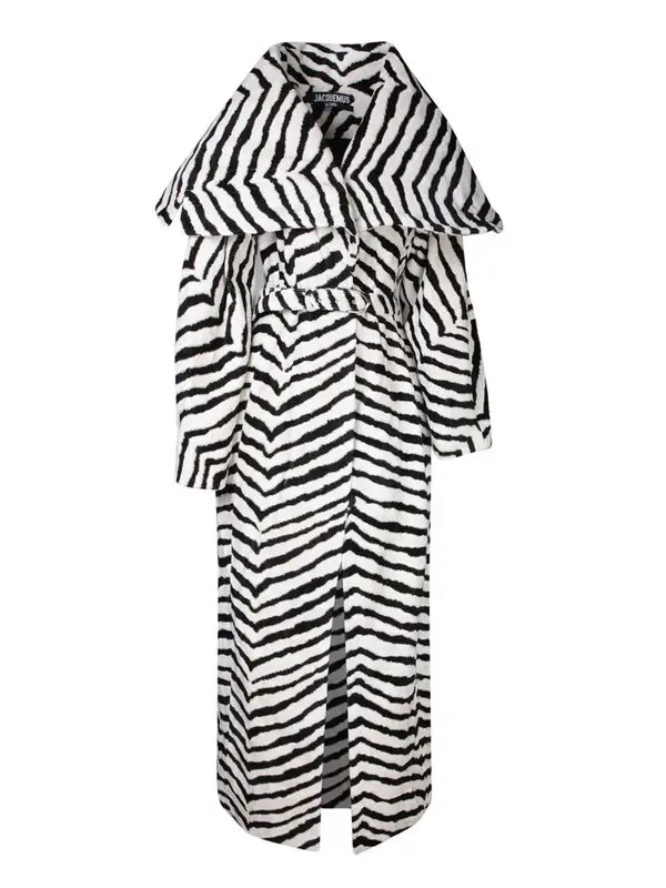 Jacquemus Zebra Print Belted Coat - White