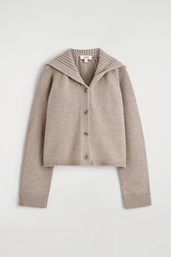 Cos Sailor-collar Wool Cardigan - Beige