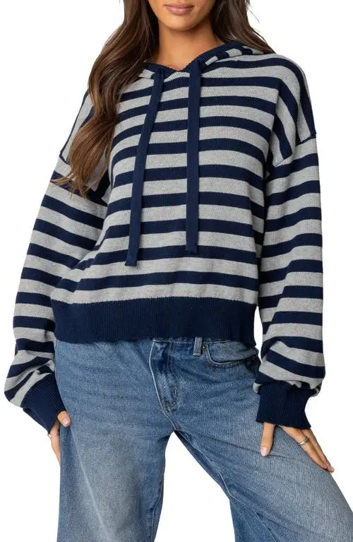 EDIKTED Stripe Hooded Cotton Sweater