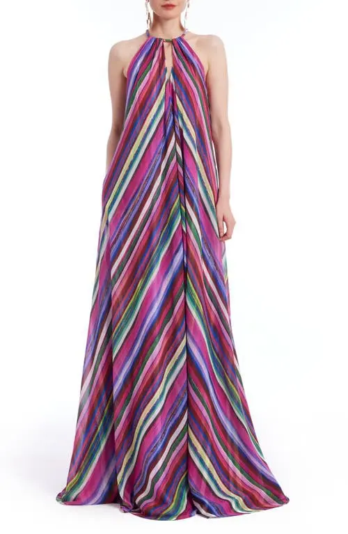 Badgley Mischka Chevron Stripe Georgette Gown