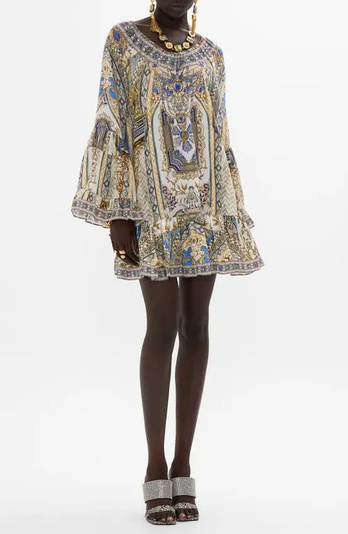 Camilla Long Sleeve A-line Silk Minidress
