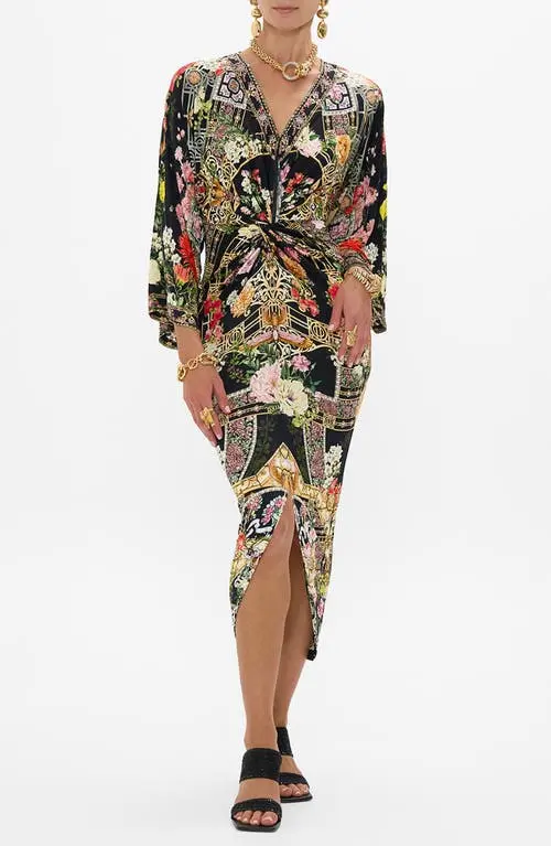 Camilla Adorned Twist-centered Midi Dress