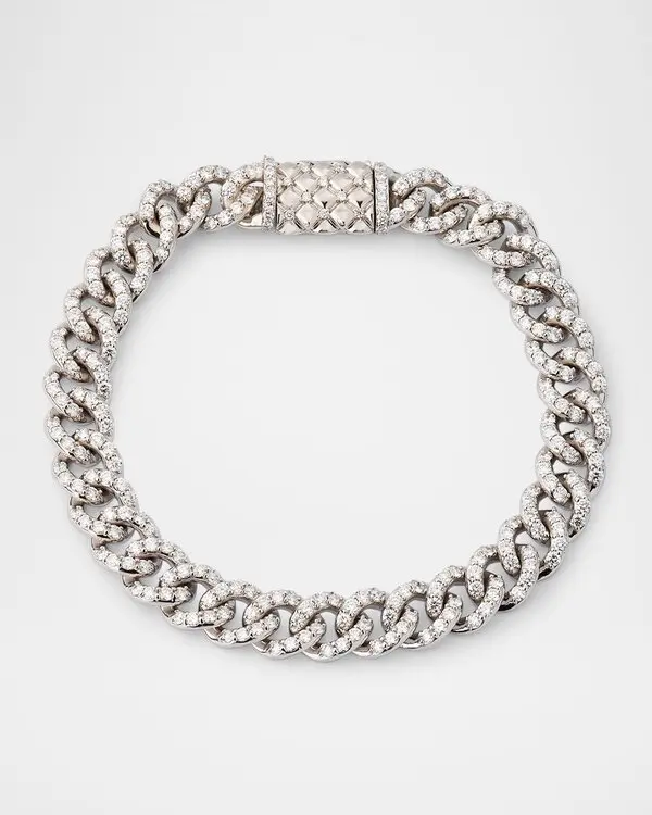 Neiman Marcus 18k White Gold Diamond Chain Link Necklace
