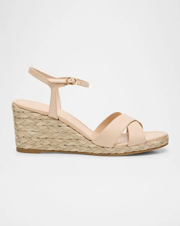 STUART WEITZMAN Dayna Leather Espadrille Sandals - Barely Beigenatural