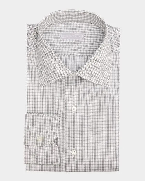 Stefano Ricci Cotton Micro-check Dress Shirt - Black Check
