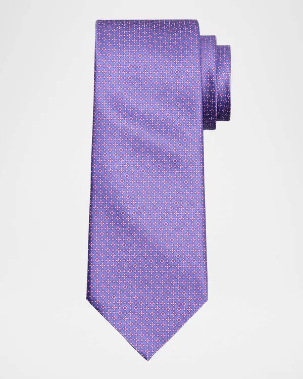 Stefano Ricci Micro-geometric Print Silk Tie - Lilac