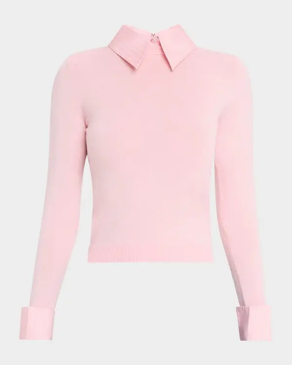 Alice + Olivia Porla Collared Sweater - Shell Pink