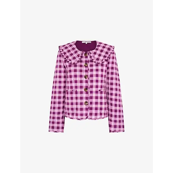OMNES Gingham-pattern Quilted Cotton Jacket - Pink