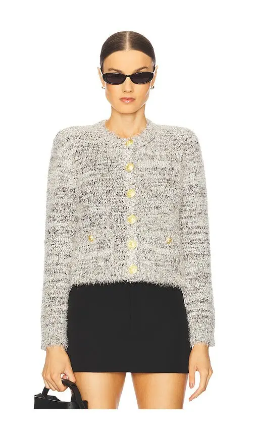 L'Agence Una Knit Cardigan - Black  Ivory & Gold Multi