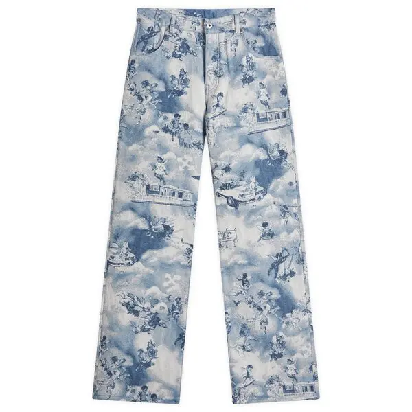 Off-White Fresco Tapestry Wide Leg Jeans - Serenity