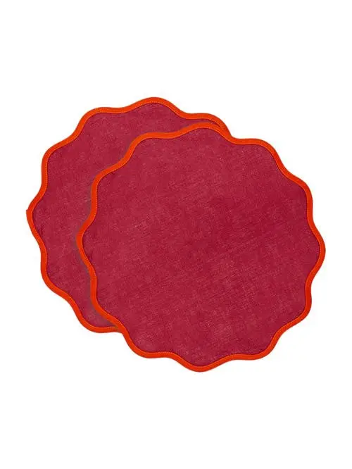 La DoubleJ Cloud Placemats Set Of 2 - Rainbow Raspberry