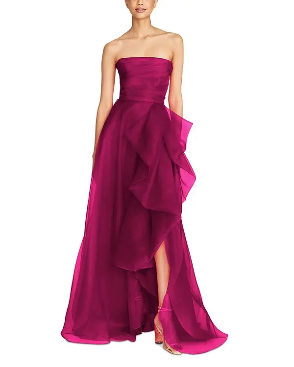 Theia Teresa Draped Gown - Sangria