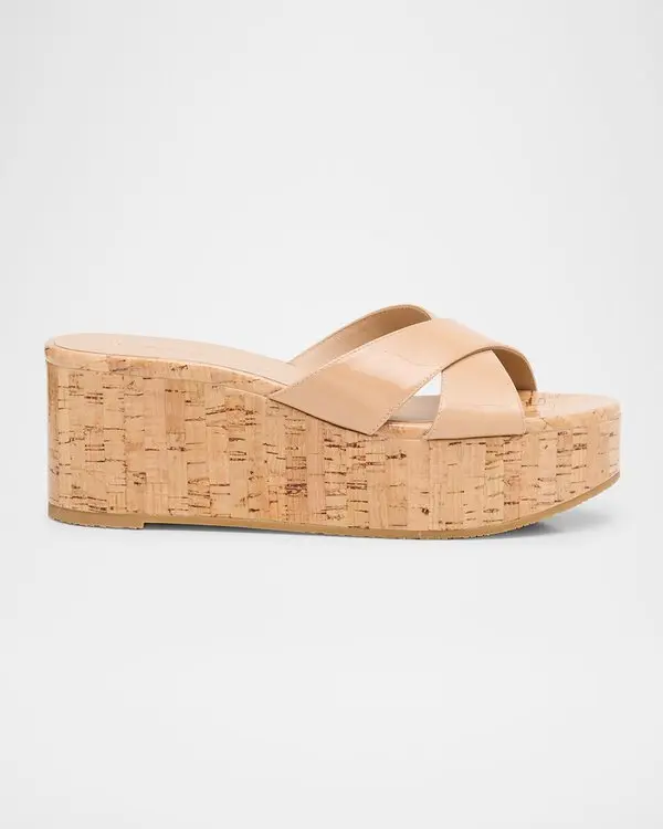 STUART WEITZMAN Dayna Platform Wedge Sandals - Adobe