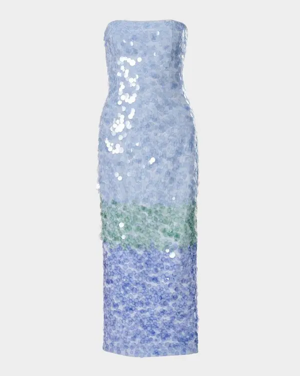 Carolina Herrera Strapless Sequin Embellished Dress - Celeste Multi