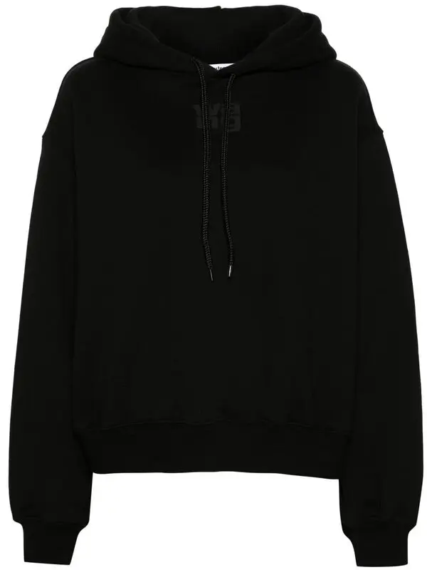 Alexander Wang Essential Terry Hoodie With Puff Paint Logo - 001 Black