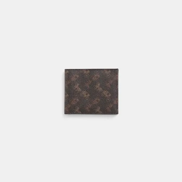 Coach Restored Double Billfold Wallet With Horse And Carriage Print - Truffle/blue Fin