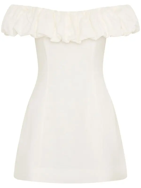 NICHOLAS Uma Ruffle Trim Dress - White