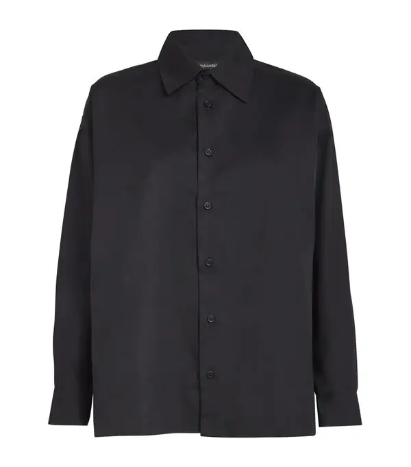 Eskandar Cotton Slim Shirt - Black