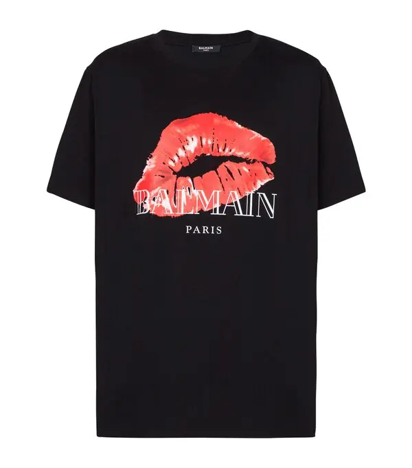 Balmain Cotton Kiss Print T-Shirt In Black 40% Off Editorialist