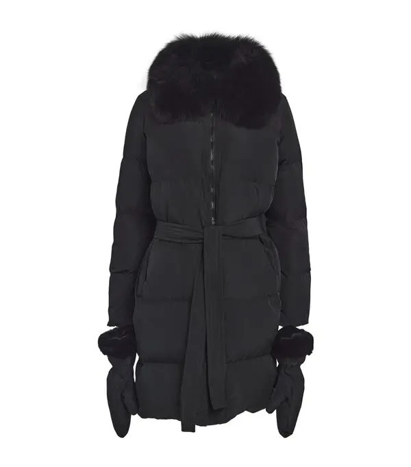 YVES SALOMON Fur-trimmed Down Coat With Mittens - Black