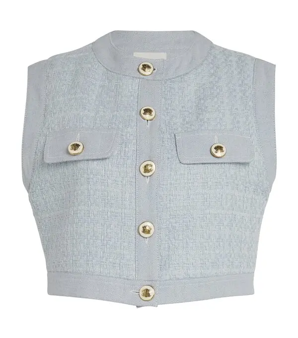 Sandro Button-detailed Tweed Waistcoat - Blue