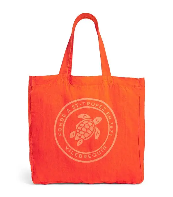 Vilebrequin Linen Logo Tote Bag - Orange