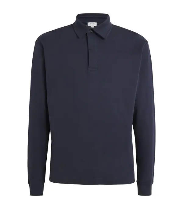 Sunspel Supima Cotton Heavyweight Polo Shirt In Navy 29% Off