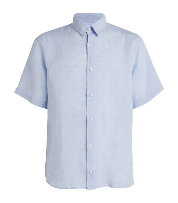 Frescobol Carioca Linen Castro Short-sleeve Shirt - Blue