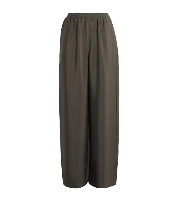 Eskandar Silk Flared Trousers - Green