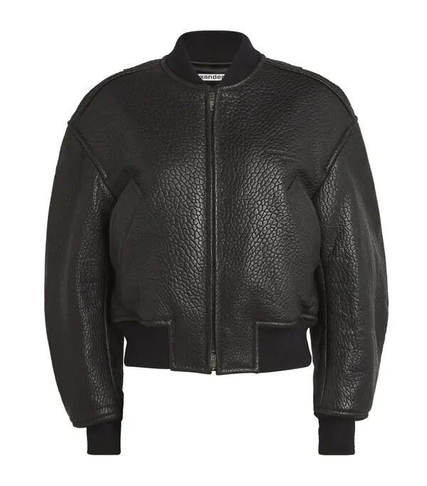 Alexander Wang Lambskin Cropped Bomber Jacket