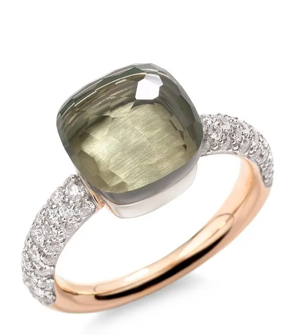 Pomellato Rose Gold, Diamond And Prasiolite Nudo Classic Ring - Green