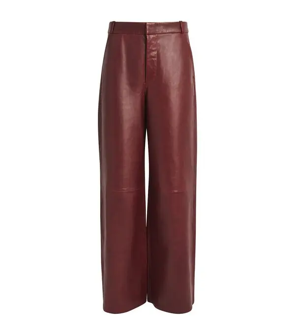 FRAME The Wide Leather Trousers - Burgundy
