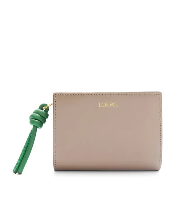 Loewe Leather Knot Compact Wallet - Beige