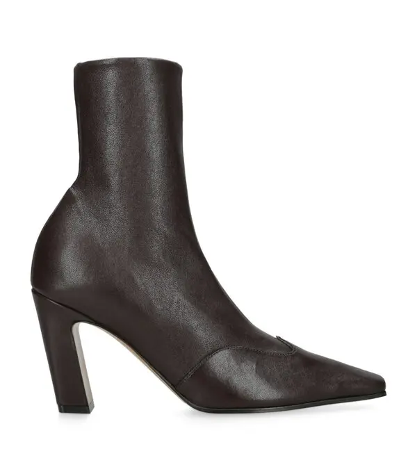 Khaite Leather Nevada Ankle Boots - Brown