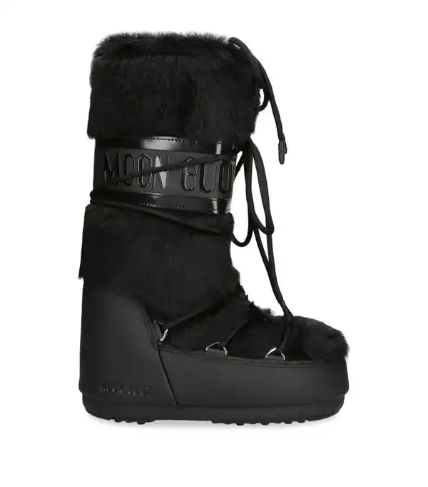Moon Boot Icon Faux-Fur Boots - Black | Editorialist