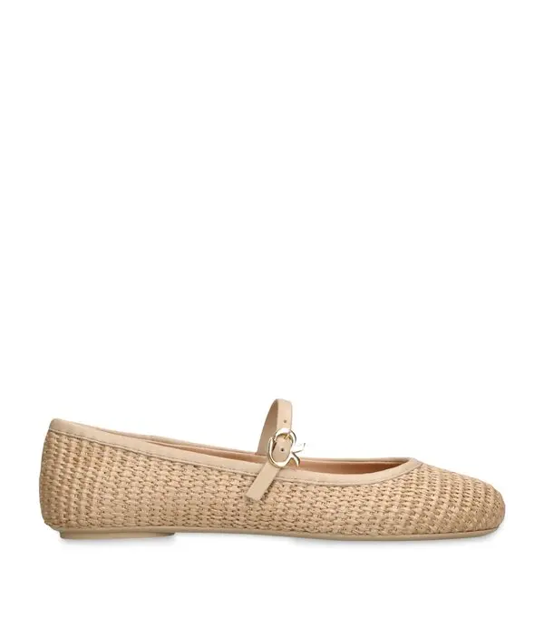 GIANVITO ROSSI Carla Raffia Ballerinas - Beige