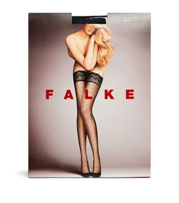 Falke Lace-trim Polka Dot Stockings - Black