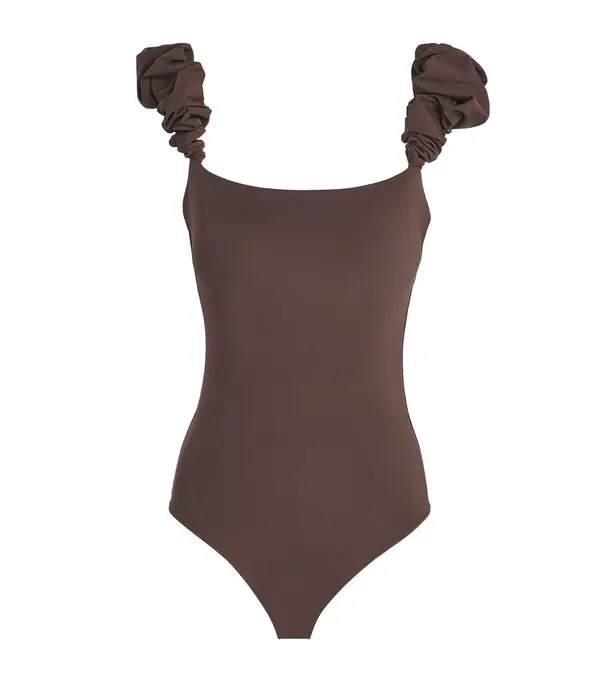 MAYGEL CORONEL Ruffle-trim Denise Swimsuit - Brown