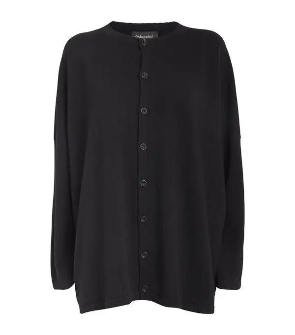 Eskandar Wool Slim-sleeve Cardigan - Black