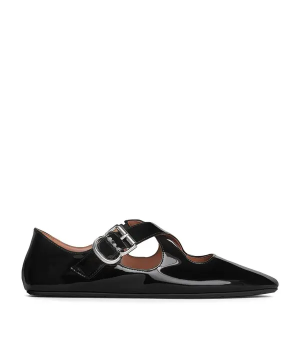 Alaïa Patent Leather Criss-cross Ballet Flats - Black