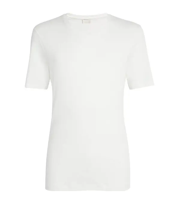 Hanro Sea Island Cotton V-neck T-shirt - White