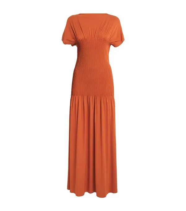 TOTÊME Pleated Maxi Dress - Orange