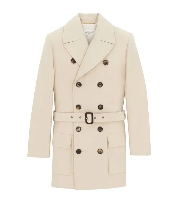 Saint Laurent Wool-blend Belted Overcoat