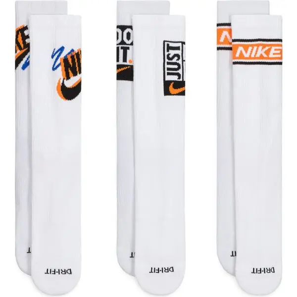 Nike Assorted 3-pack Dri-fit Crew Socks - Whtie Multi