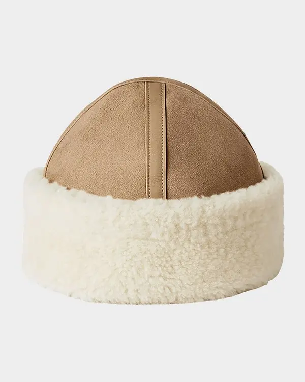 TOTÊME Dyed Shearling Beanie - Biscuit