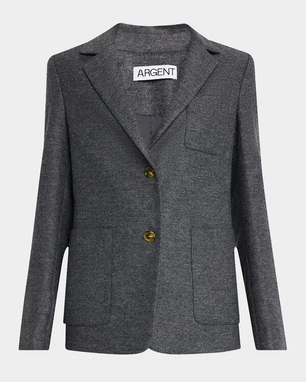 ARGENT Textured Wool Single-breasted Blazer