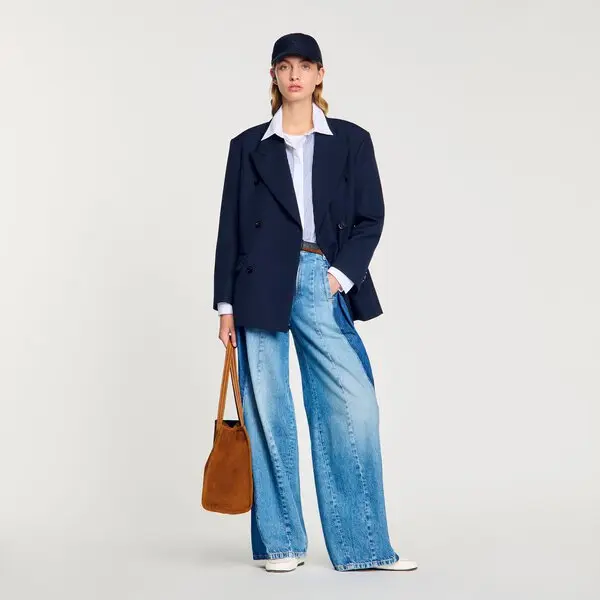 Sandro Wool-blend Double-breasted Jacket - Navy Blue