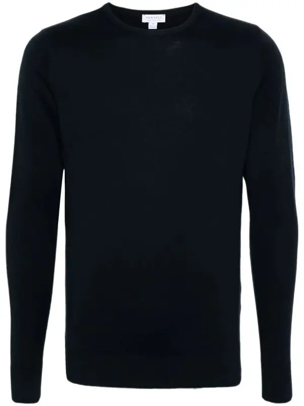 Sunspel Merino Crew Neck Jumper - Black