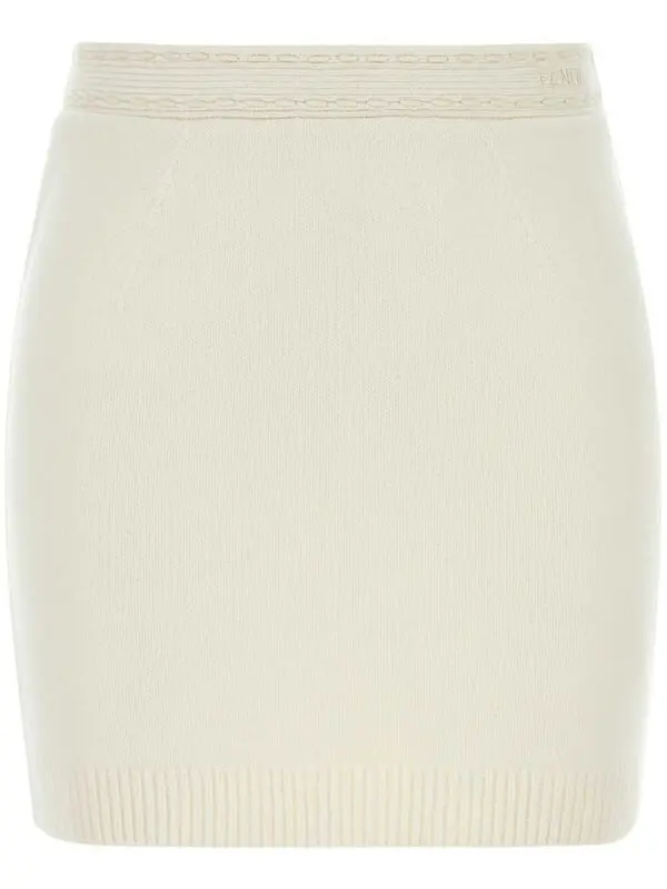 Fendi Cashmere Mini Skirt - White